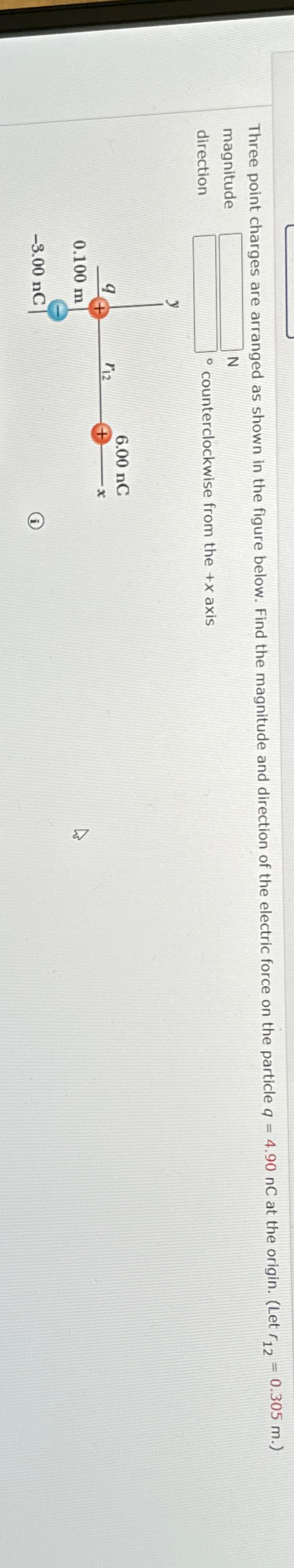 Solved magnitude direction - ﻿counterclockwise from the +x | Chegg.com