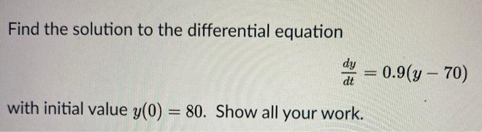 Solved Find the solution to the differential equation dy dt | Chegg.com
