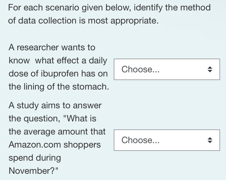 Solved For each scenario given below, identify the method of | Chegg.com