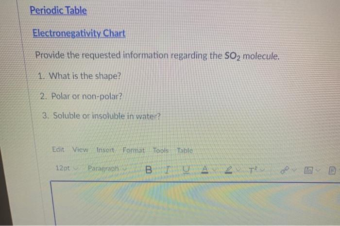 Solved Periodic Table Electronegativity Chart Provide the | Chegg.com