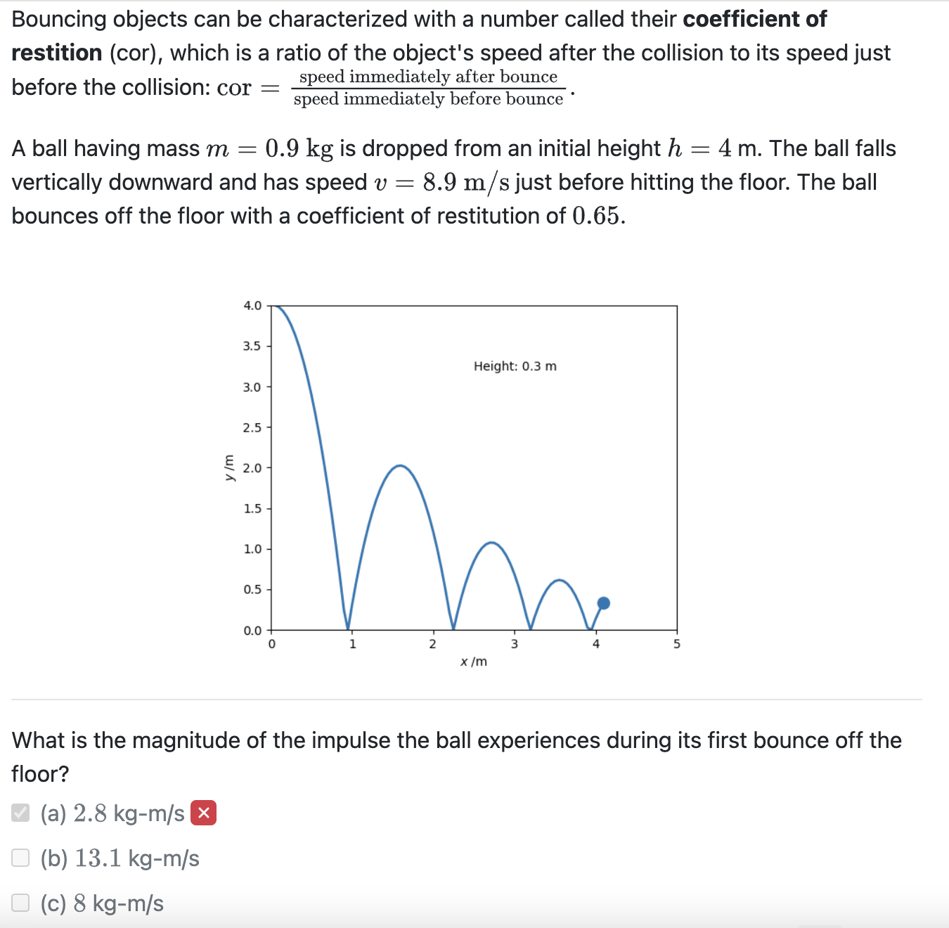 Solved Bouncing objects can be characterized with a number | Chegg.com