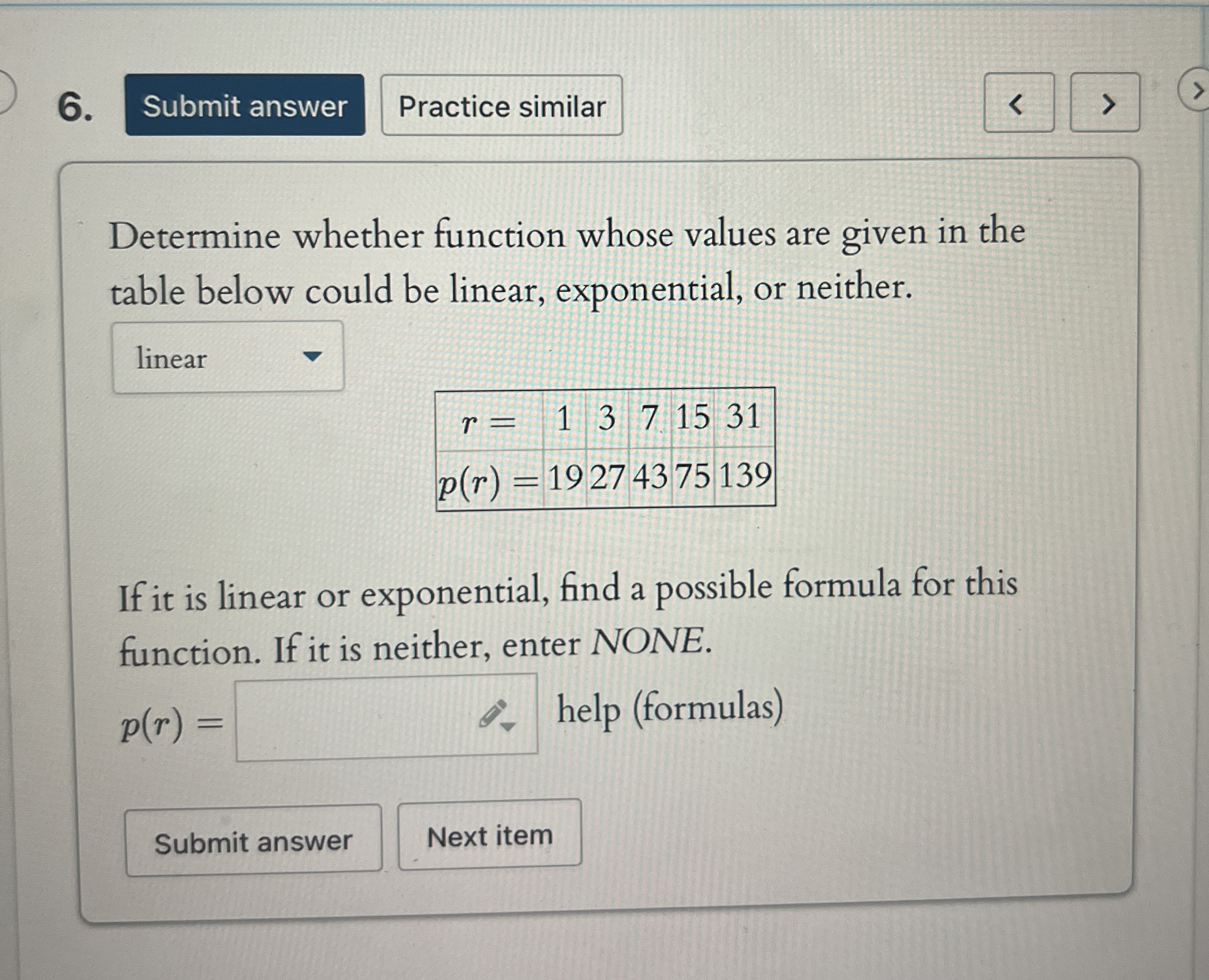 Solved Determine whether function whose values are given in | Chegg.com