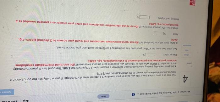 Help Savu ved Worksheet 2 TVM Chapter 4 & 5 with | Chegg.com