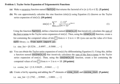 Solved Problem 1. ﻿Taylor Series Expansion of Trigonometric | Chegg.com