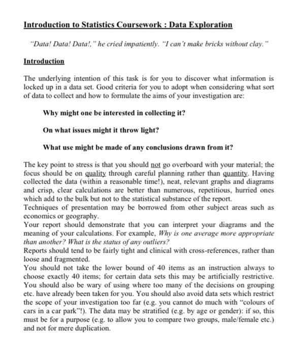 Solved MAT 111- INTRODUCTION TO STATISTICS COURSEWORK | Chegg.com