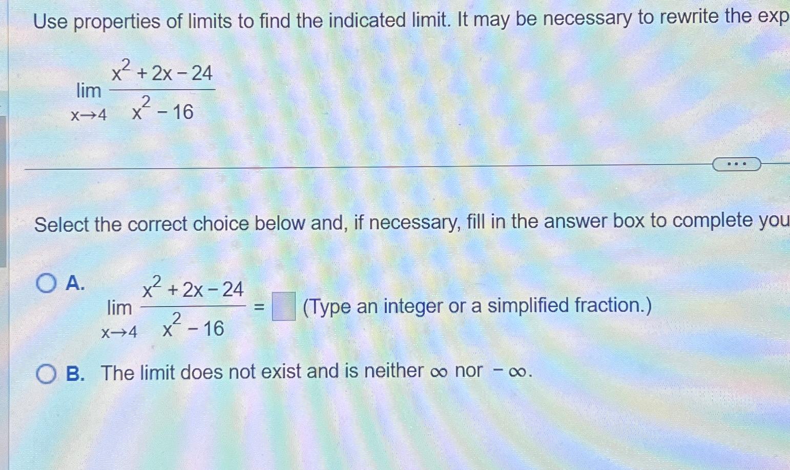 Solved Use properties of limits to find the indicated limit. | Chegg.com