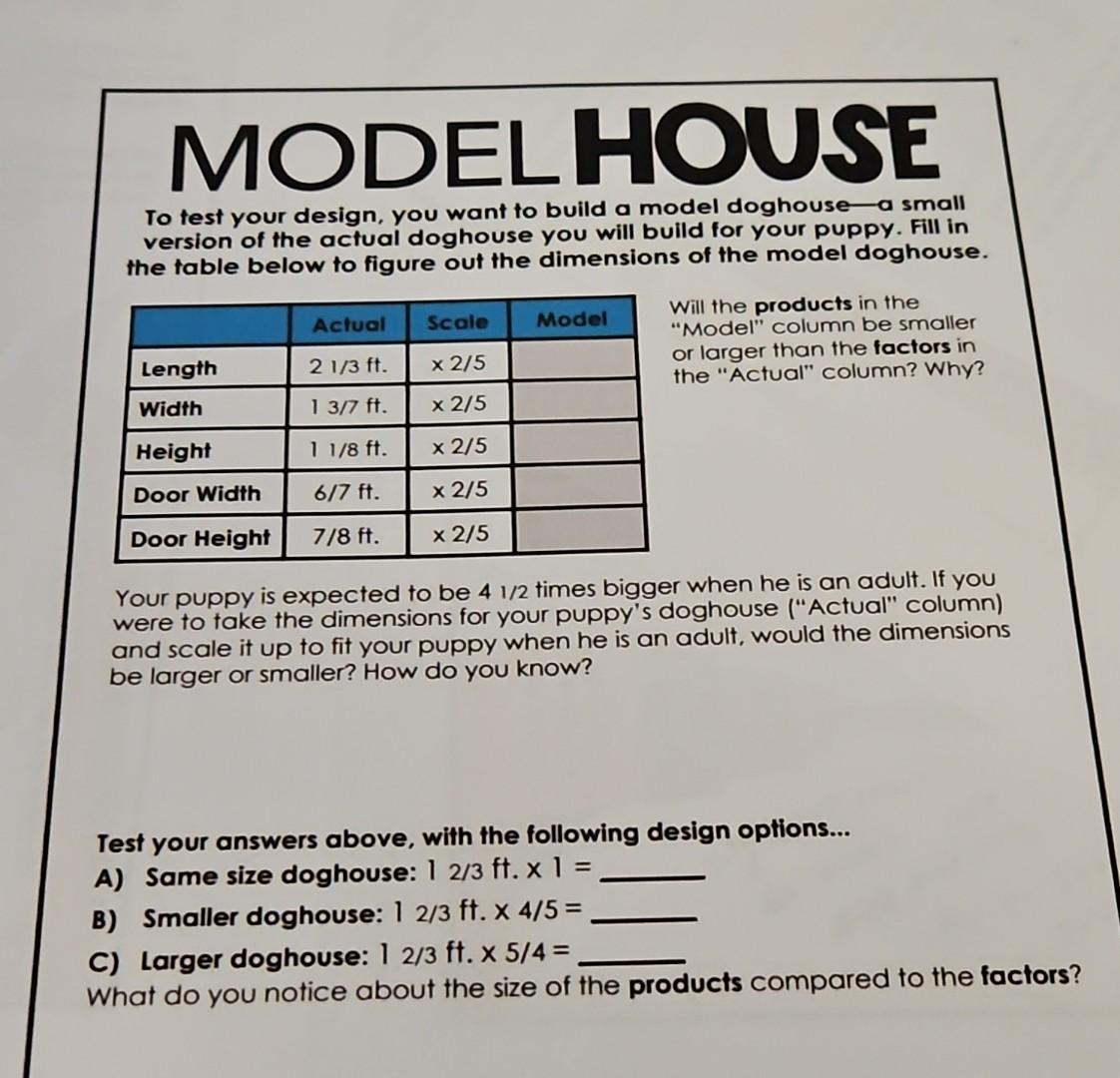 Solved To test your design, you want to build a model | Chegg.com