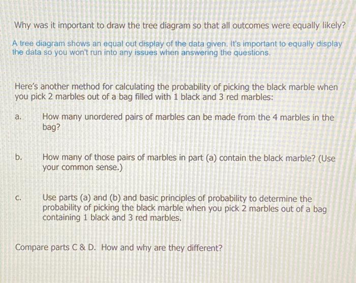 Solved Why was it important to draw the tree diagram so that | Chegg.com