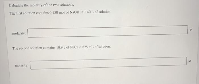 Solved Calculate the molarity of the two solutions. The | Chegg.com