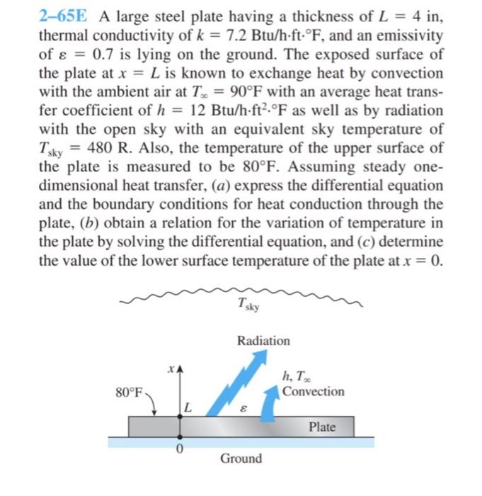 Solved 2-65E A large steel plate having a thickness of | Chegg.com