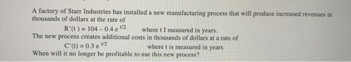 Solved A factory of Starr Industries has installed a new | Chegg.com