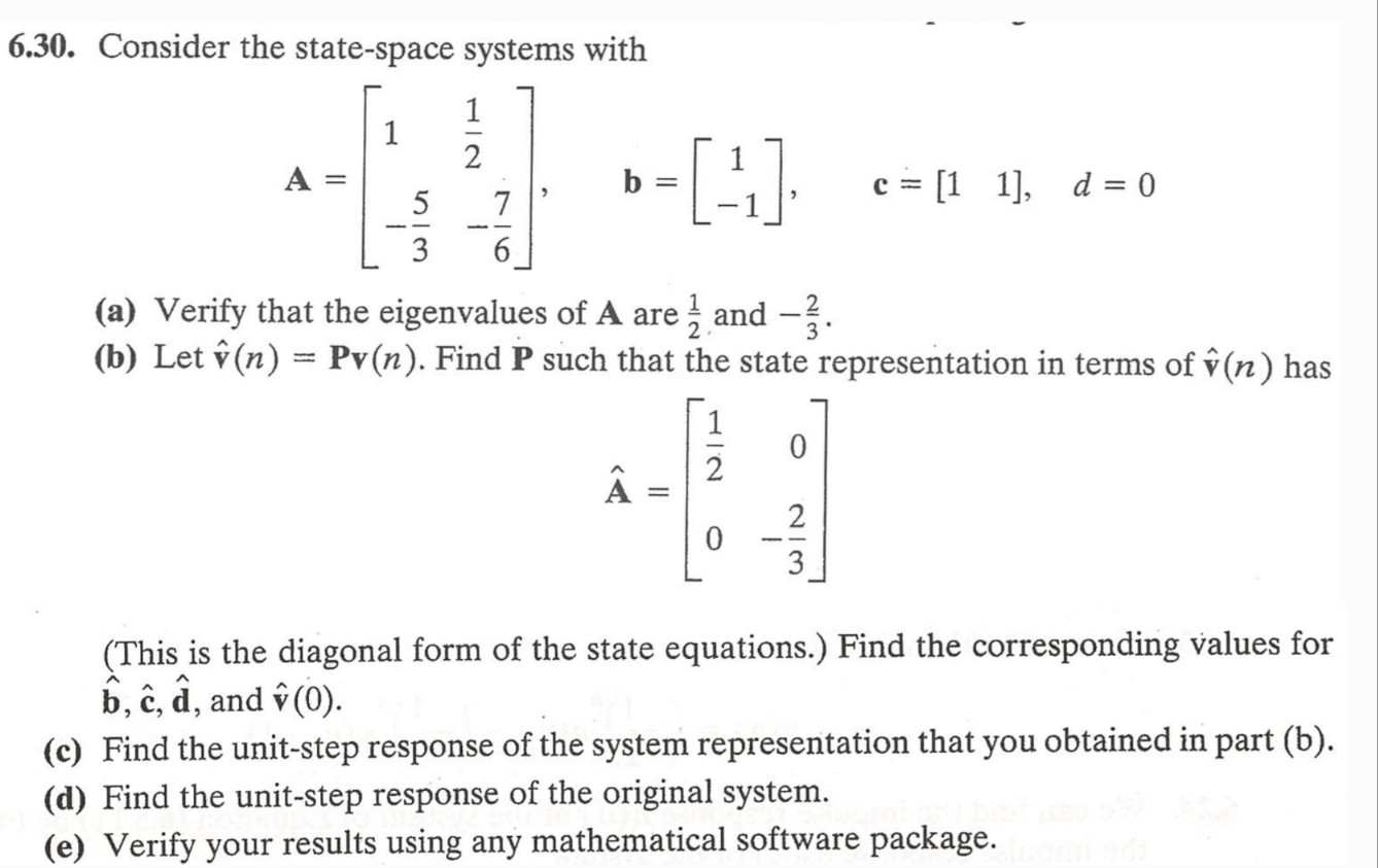 Solved 630 consider The State Space Systems 0781