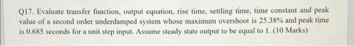 Solved Q17. Evaluate transfer function, output equation, | Chegg.com