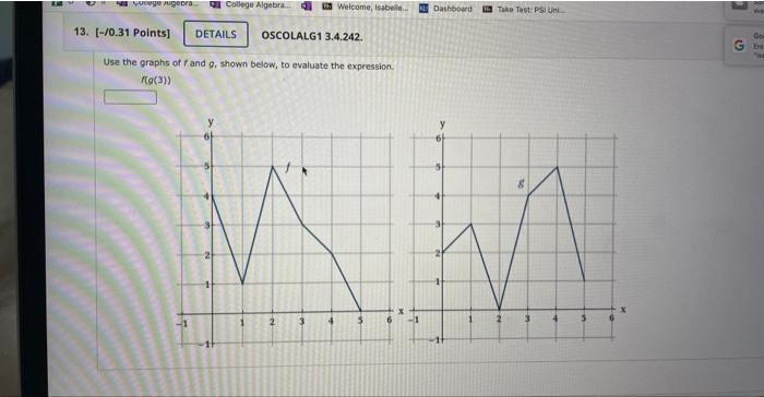 Solved Use the graphs of f and g, shown below, to evaluate | Chegg.com