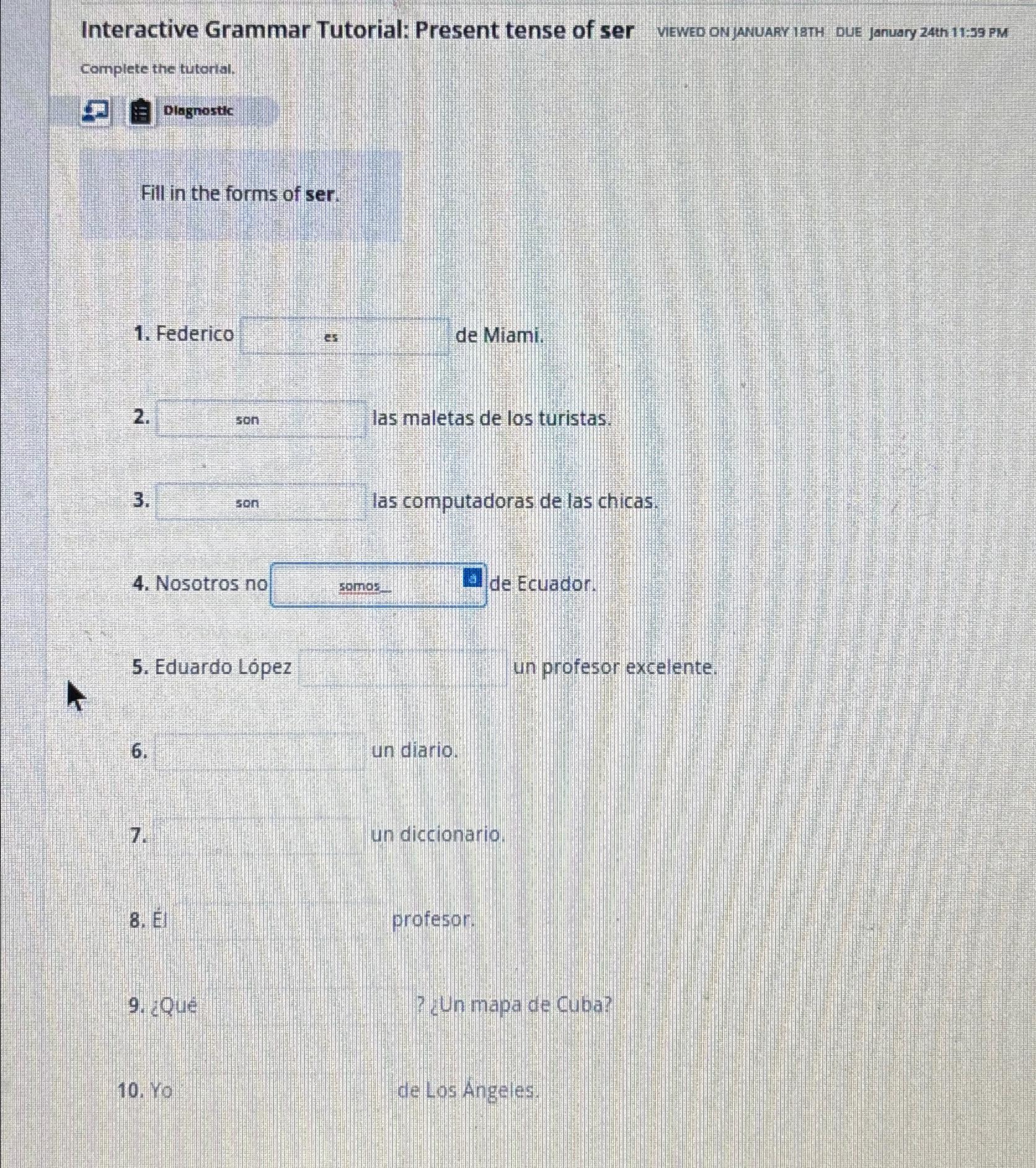 Solved Interactive Grammar Tutorial: Present tense of ser | Chegg.com
