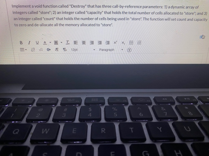 Solved Implement avoid function called "Destroy" that has | Chegg.com