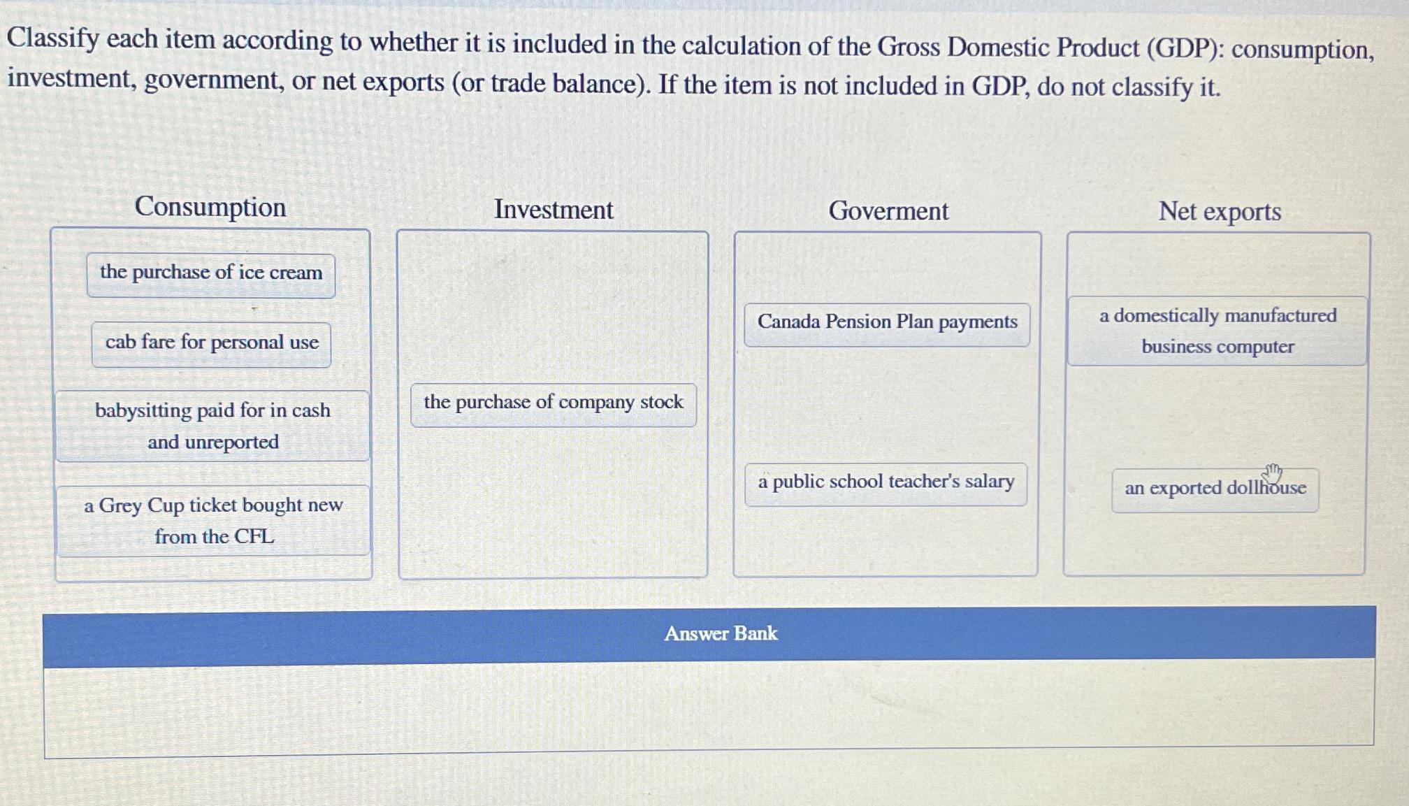 Solved Classify each item according to whether it is | Chegg.com