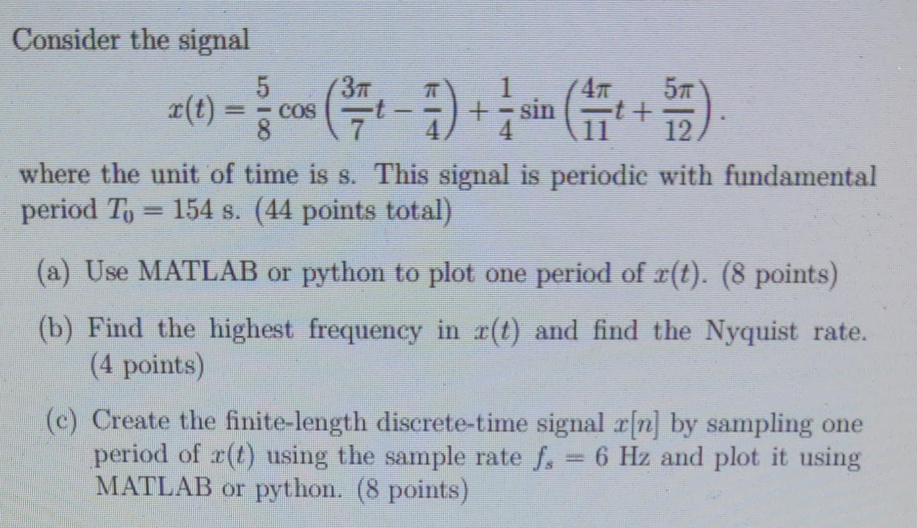 Solved Consider the signal | Chegg.com