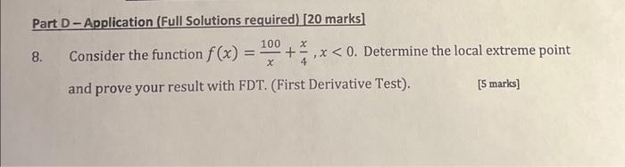 Solved Part D-Application (Full Solutions required) [20 | Chegg.com