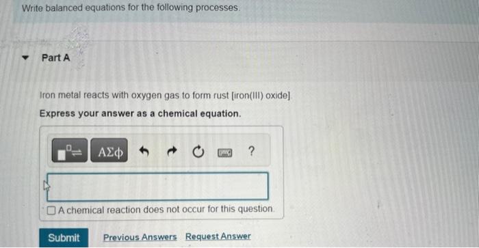 Solved Write balanced equations for the following processes: | Chegg.com