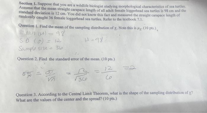 Solved Section 1. Suppose that you are a wildlife biologist | Chegg.com