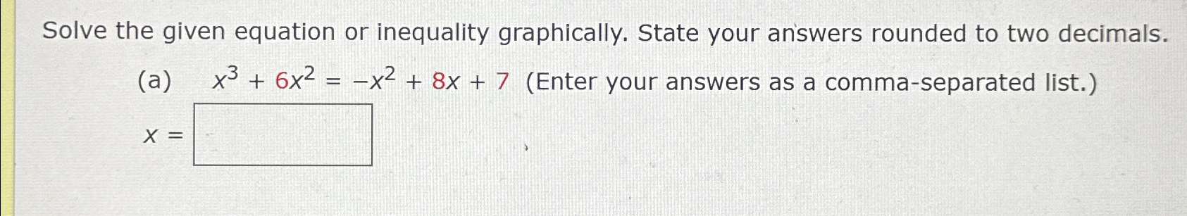 Solved Solve the given equation or inequality graphically. | Chegg.com
