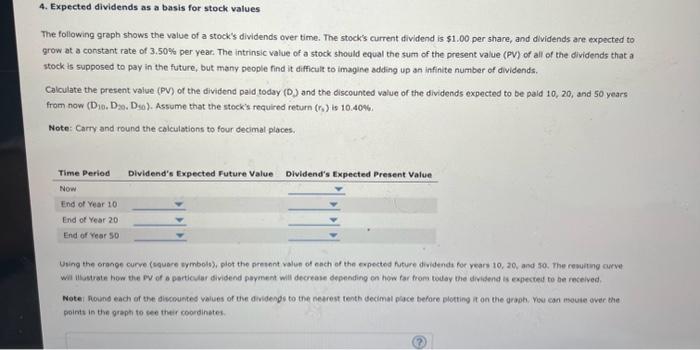 Solved 4. Expected dividends as a basis for stock values The | Chegg.com