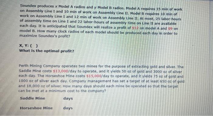 Solved Soundex produces x Model A radios and y Model B | Chegg.com