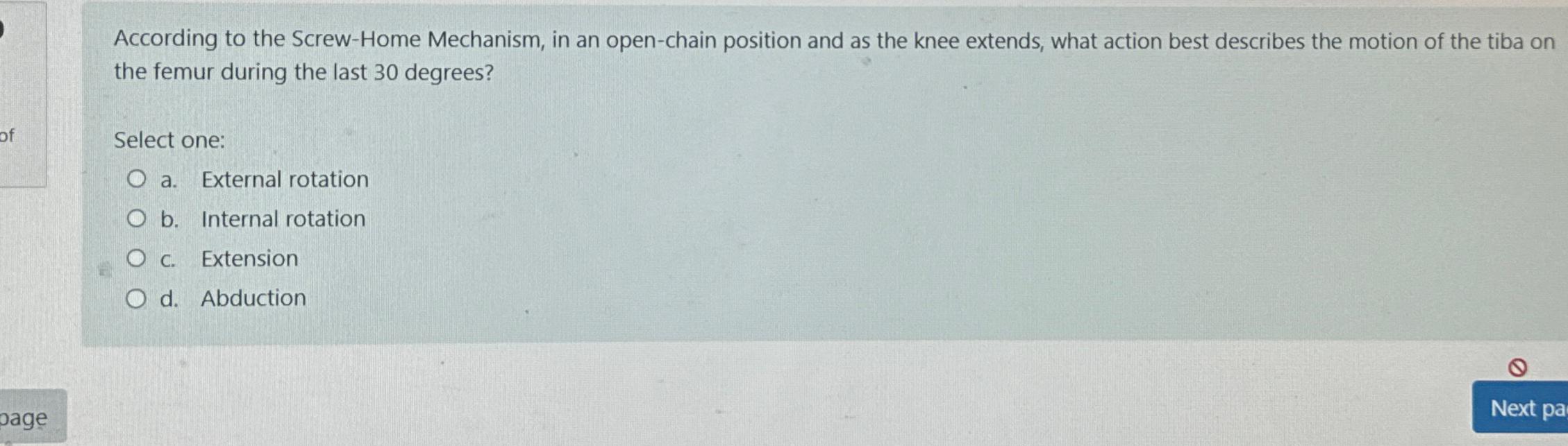 Solved According to the Screw-Home Mechanism, in an | Chegg.com
