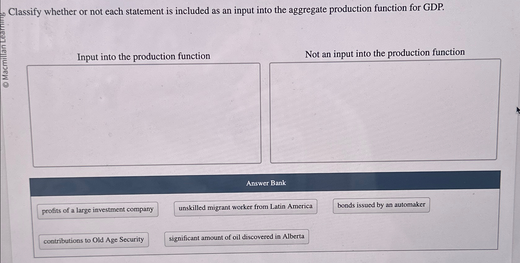 Solved Classify whether or not each statement is included as | Chegg.com