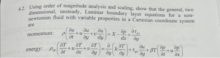 Solved 4.2. Using order of magnitude analysis and scaling, | Chegg.com