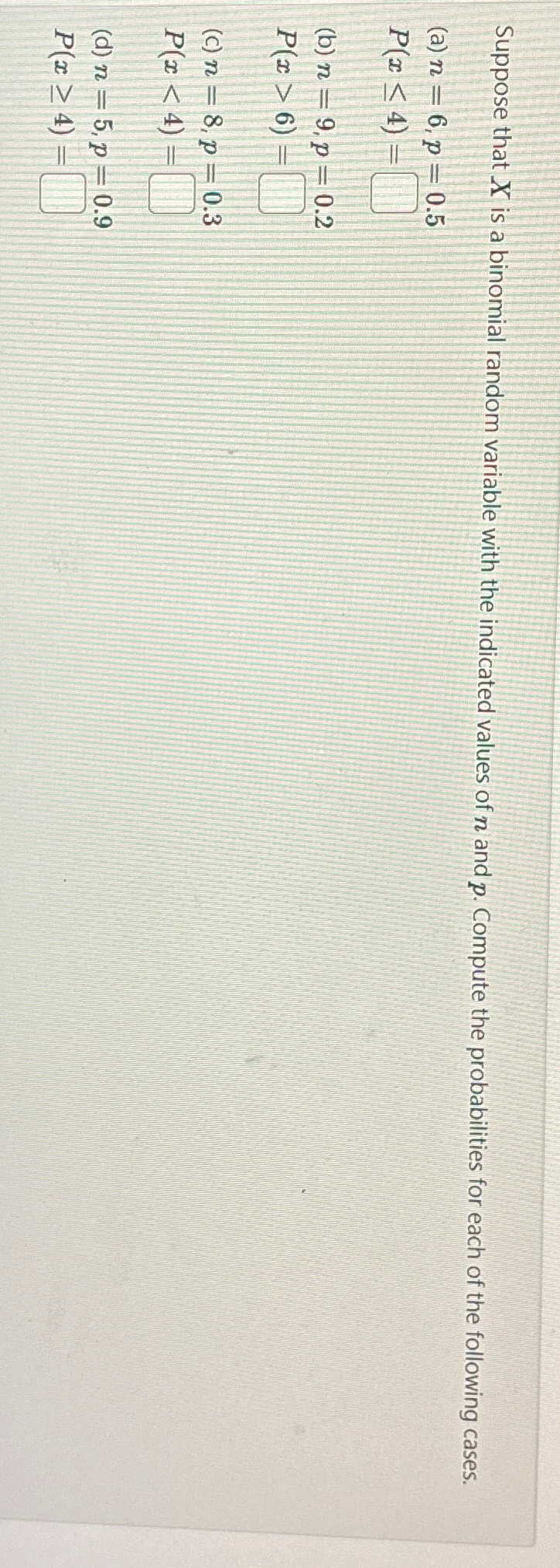 Solved Suppose that x ﻿is a binomial random variable with | Chegg.com