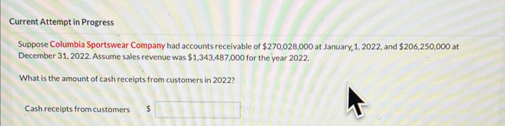 Solved Current Attempt in ProgressSuppose Columbia | Chegg.com