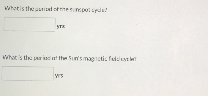 Solved What is the period of the sunspot cycle? yrs What is | Chegg.com