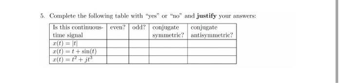 Solved 5. Complete the following table with "yes" or "no" | Chegg.com