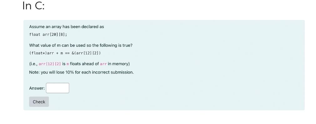 Solved Assume an array has been declared asfloat | Chegg.com