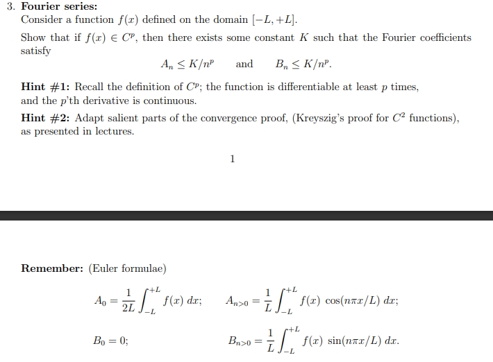 Solved Fourier series:Consider a function f(x) ﻿defined on | Chegg.com