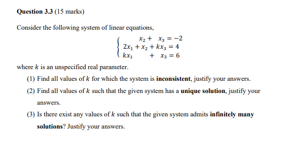 Solved Question 3.3 (15 ﻿marks)Consider the following system | Chegg.com