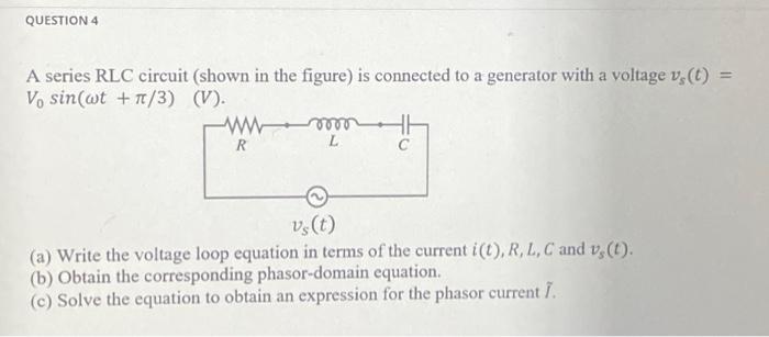 Solved A series RLC circuit (shown in the figure) is | Chegg.com