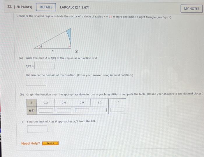 Solved Consider the shaded region outside the sector of a | Chegg.com