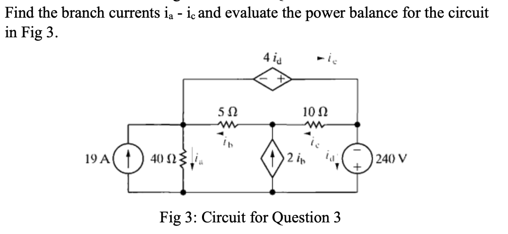 Solved Find the branch currents ia-ic ﻿and evaluate the | Chegg.com