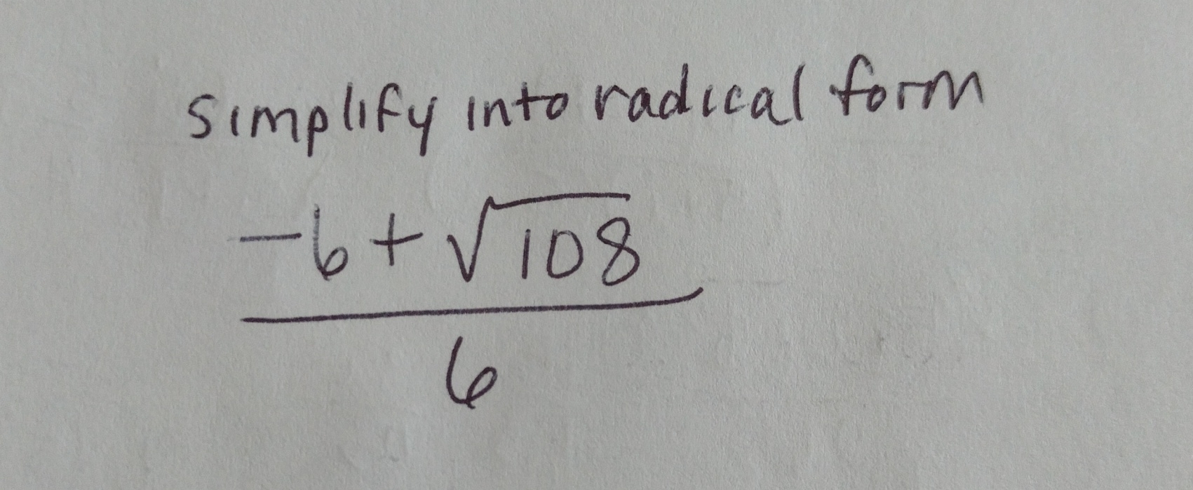 Solved simplify into radical form-6+10826 | Chegg.com