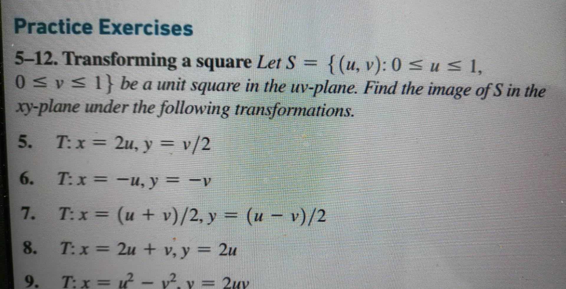 Solved Practice Exercises 5-12. Transforming a square Let | Chegg.com
