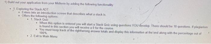 Solved 1) Build out your application from your Midterm by | Chegg.com