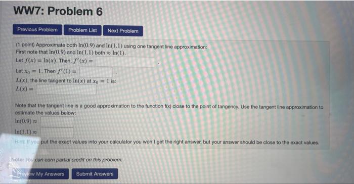 Solved (1 point) Approximate both ln(0.9) and ln(1.1) using | Chegg.com Solved (1 point) Approximate both ln(0.9) and ln(1.1) using | Chegg.com