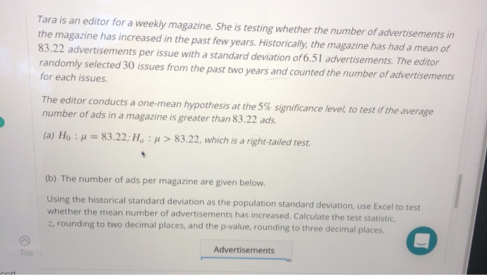 Solved Tara is an editor for a weekly magazine. She is | Chegg.com