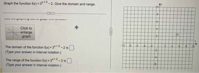 Solved Graph The Function F X 3x 3−2 Give The Domain And