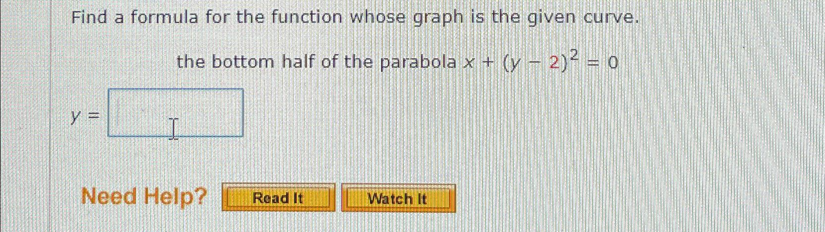 Solved Find a formula for the function whose graph is the | Chegg.com