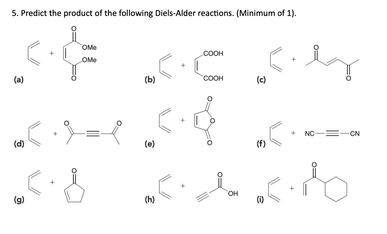 Solved 5. ﻿Predict the product of the following Diels-Alder | Chegg.com