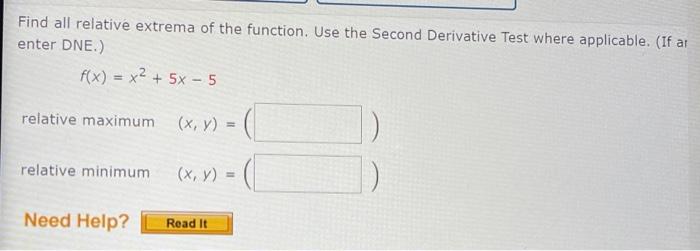 Solved Find all relative extrema of the function. Use the | Chegg.com